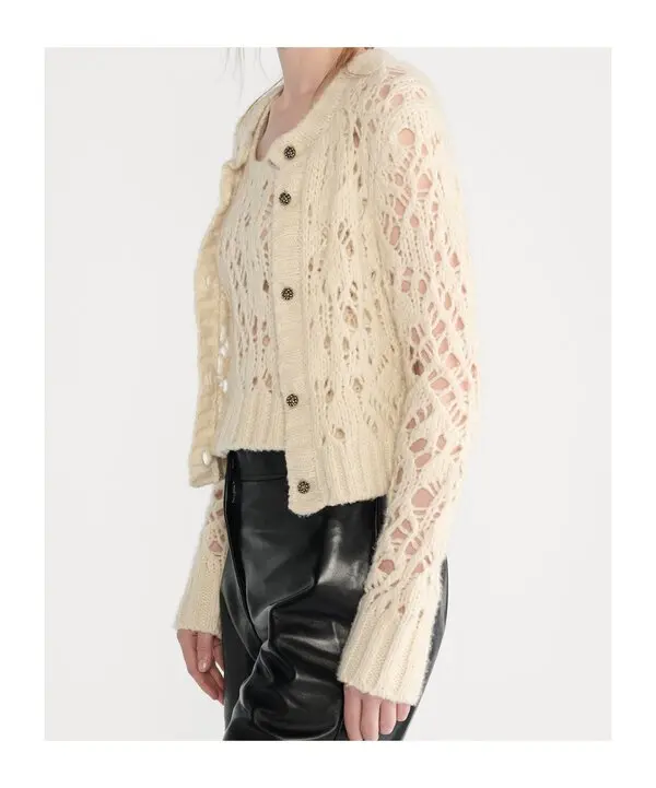 Dior Cropped Knit Twinset With Button Fastening In Off White - 13